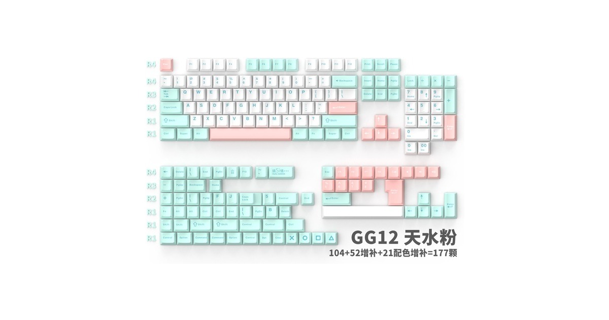 HelloGanss GG12 Keycaps, 177 stuks