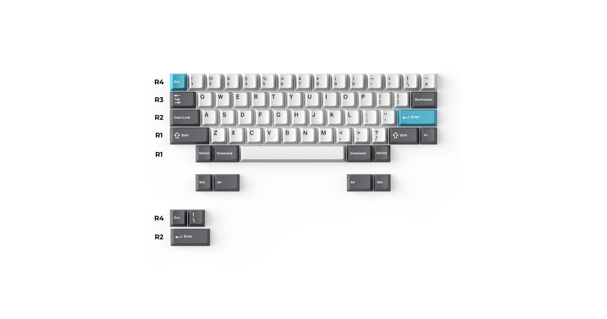 Keychron Cherry Profile Double - Shot PBT Full Set Keycaps - Grey, White, and Blue Grijs/wit ...
