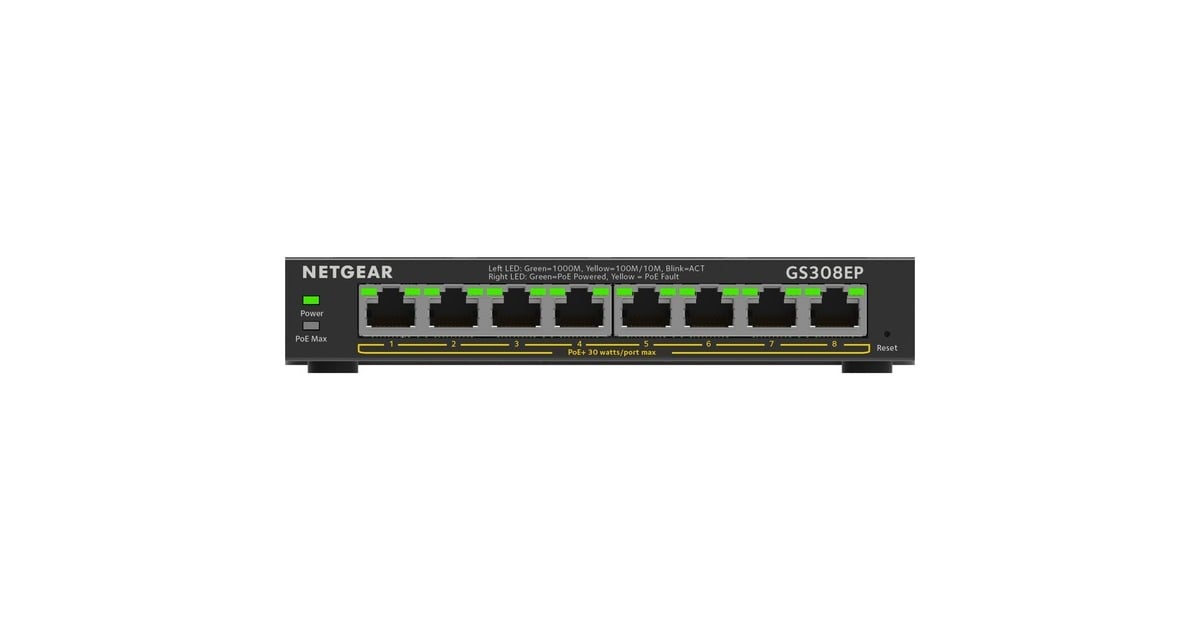 NETGEAR GS308EP switch Zwart