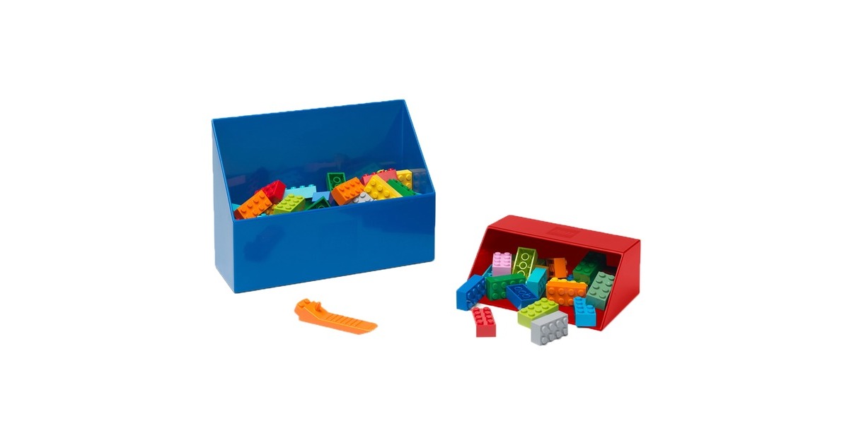 Room Copenhagen LEGO Brick Scooper Set 2-delig opbergdoos Rood/blauw