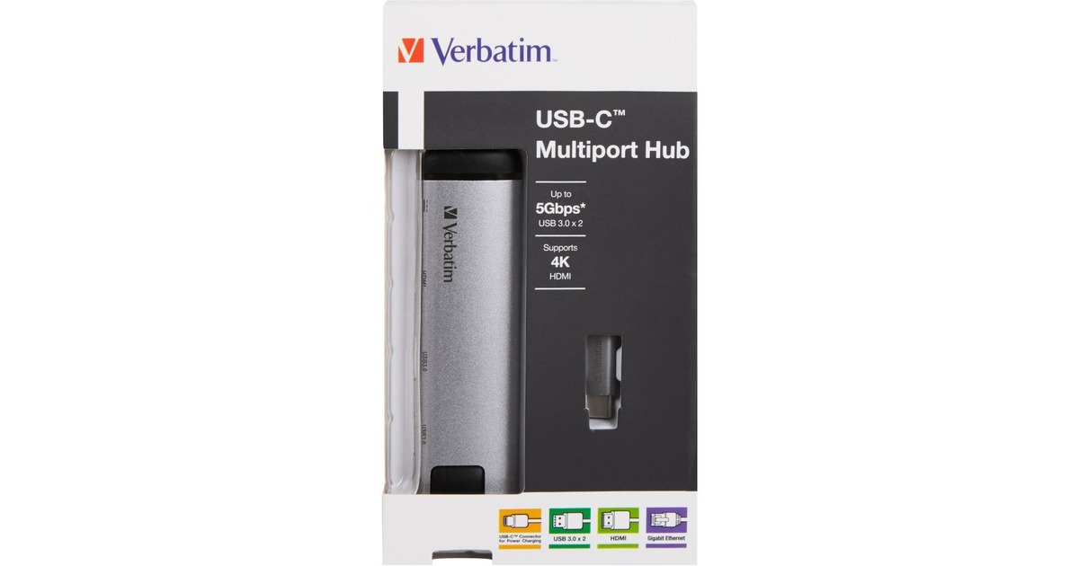 Verbatim USB 3.2 Gen 1 multiport hub, USB-C > 2x USB-A + USB-C + HDMI ...