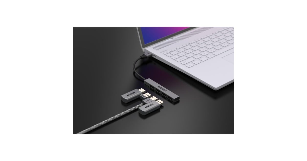 Sitecom USB-A naar 4x USB-A Nano usb-hub Grijs