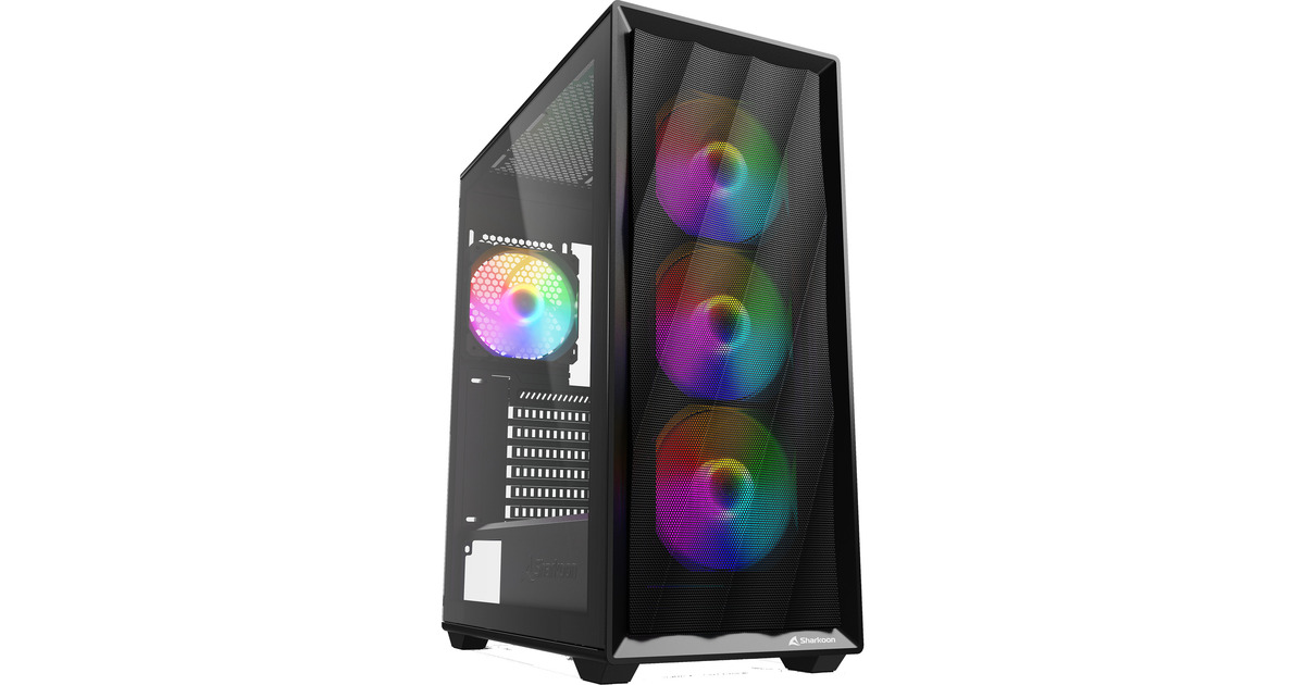 Sharkoon VK4 Rainbow midi tower behuizing Zwart | 2x USB-A | RGB ...