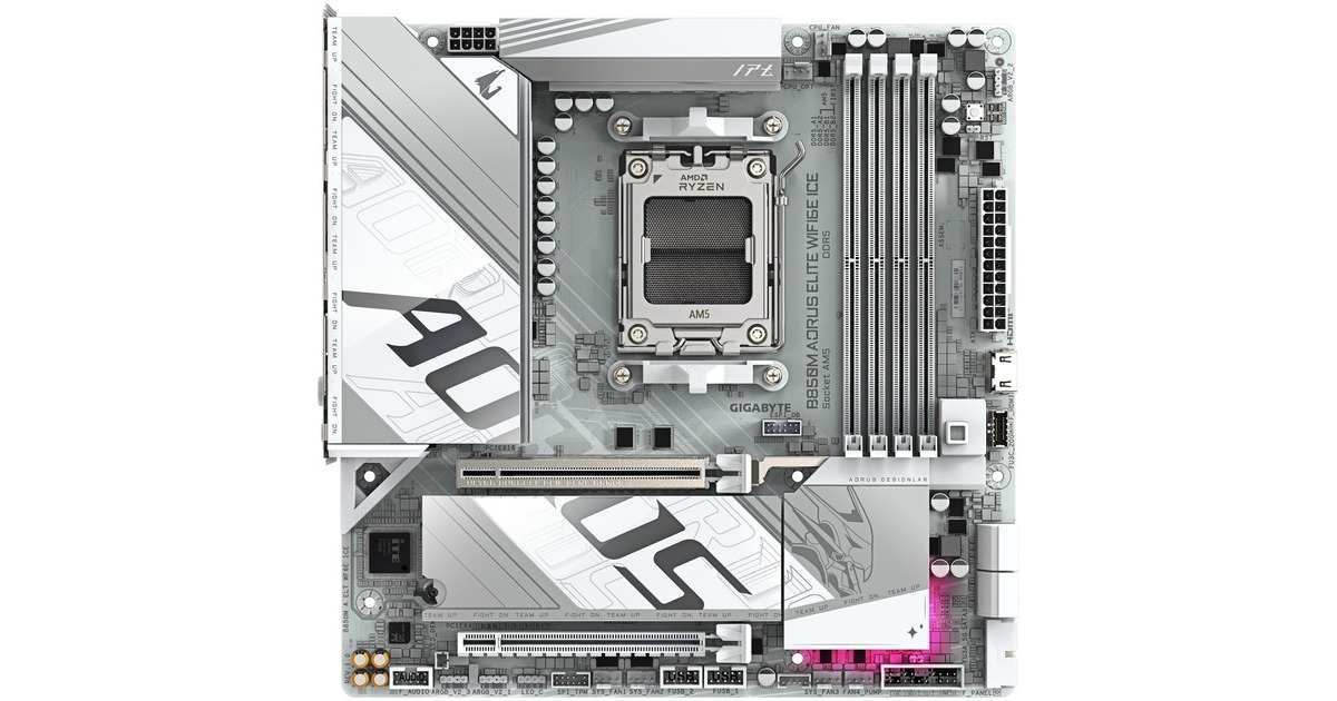 GIGABYTE B850M AORUS ELITE WIFI6E ICE socket AM5 moederbord Zilver/wit ...