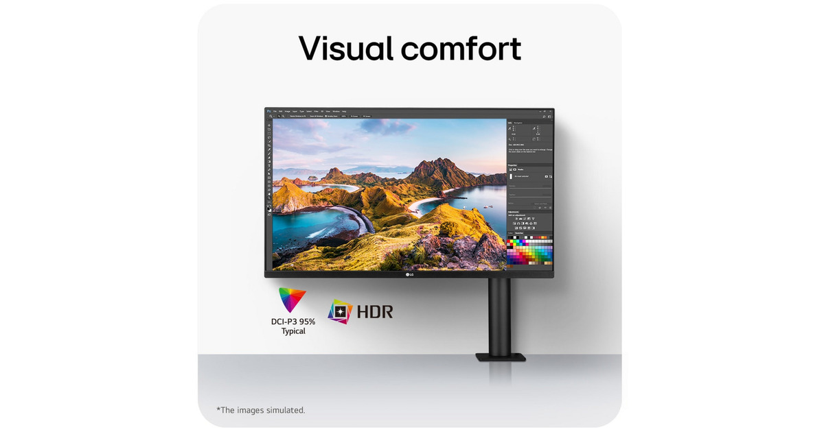 LG Ergo IPS Monitor met USB Type-C 31.5" 4K UHD Zwart, 2x HDMI, 1x ...