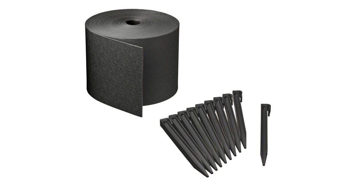 Nature Borderrandset met bijpassende grondpennen begrenzing Zwart, H 15 ...