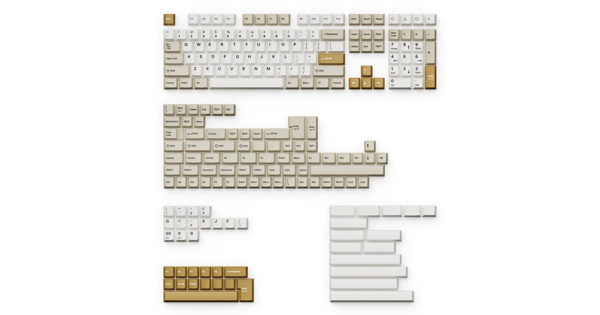 Keychron Cherry Profile Double - Shot PBT Full Set Keycaps - Camel Wit/beige, 218 stuks