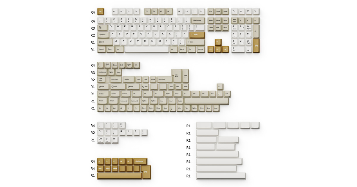 Keychron Cherry Profile Double - Shot PBT Full Set Keycaps - Camel Wit ...