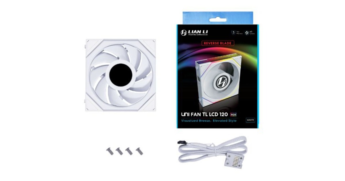 Lian Li UNI FAN TL-LCD120 Reverse White Single Pack case fan Wit