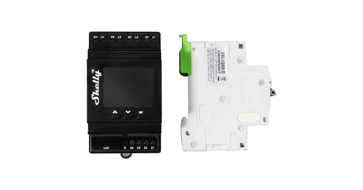 Shelly Pro 4PM relais 4-kanaals, Wifi, LAN, Bluetooth