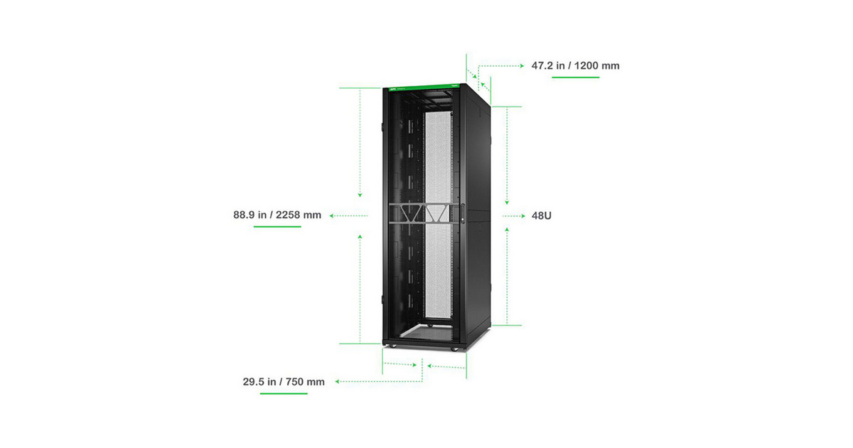 APC NetShelter SX Gen 2 AR3357B2, 48U server rack Zwart/groen, 75(b) x 225,8(h) x 120(d) cm, met ...