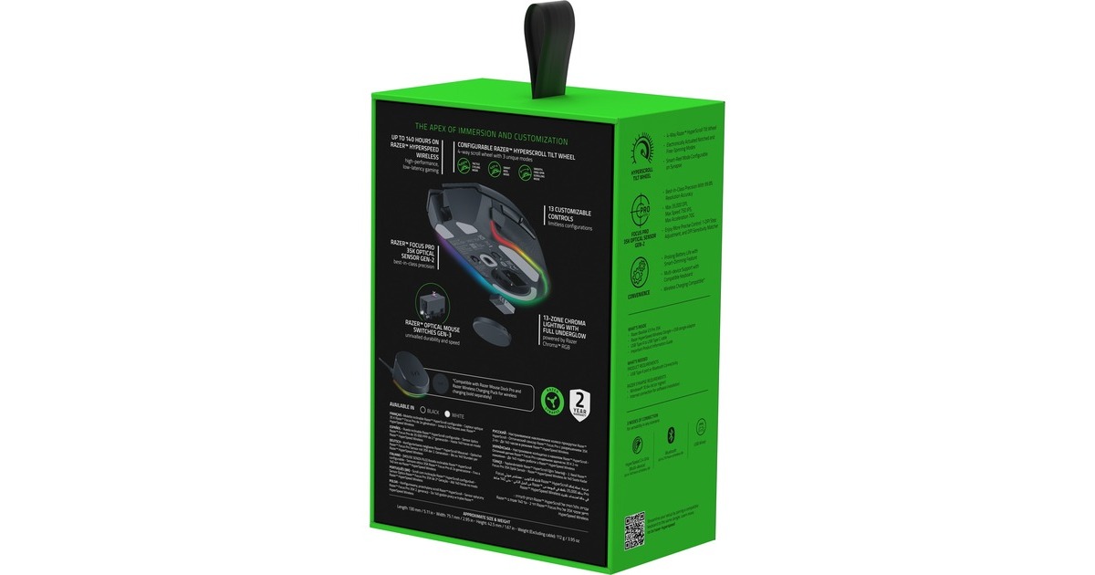 Razer Basilisk V3 35K gaming muis Zwart, 35000 DPI, Razer Chroma RGB