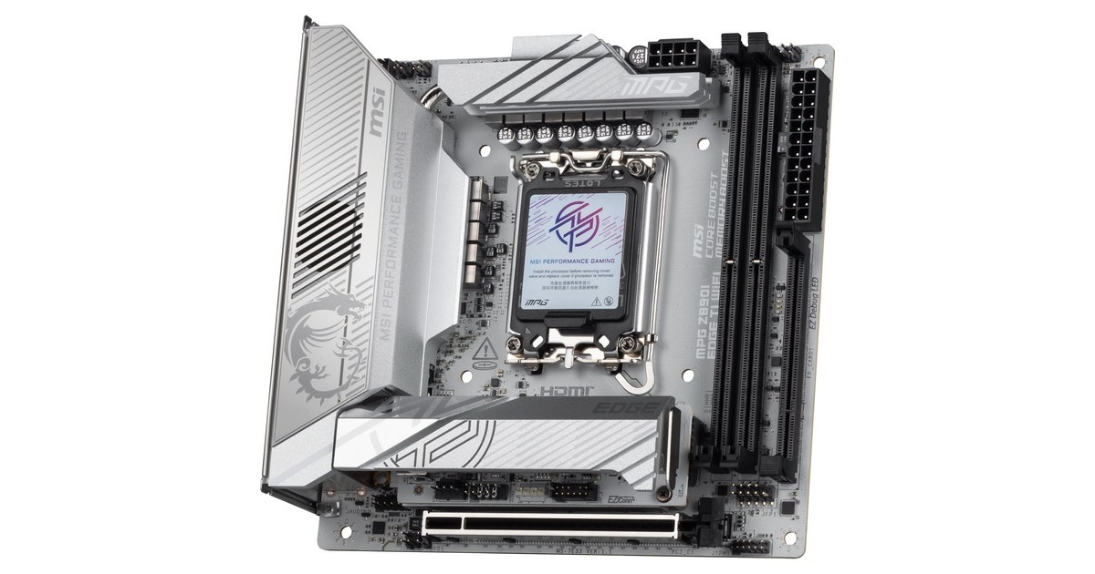 MSI MPG Z890I EDGE TI WIFI socket 1851 moederbord Wit/zilver, RAID, 5Gb ...