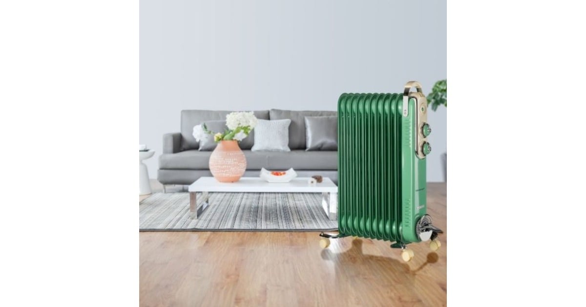 Ariete Vintage groene olieradiator 11-elementen Groen, 2500 Watt, 3 standen
