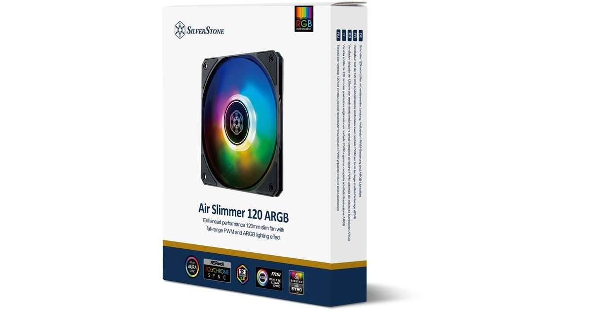 SilverStone Air Slimmer 120 ARGB case fan Zwart, 120 x 120 x 15 mm, PWM
