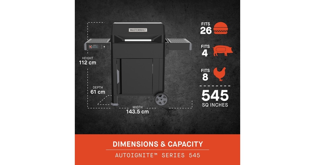 Masterbuilt AutoIgnite Series 545 Digitale houtskoolbarbecue en -rookoven Zwart, WiFi-besturing