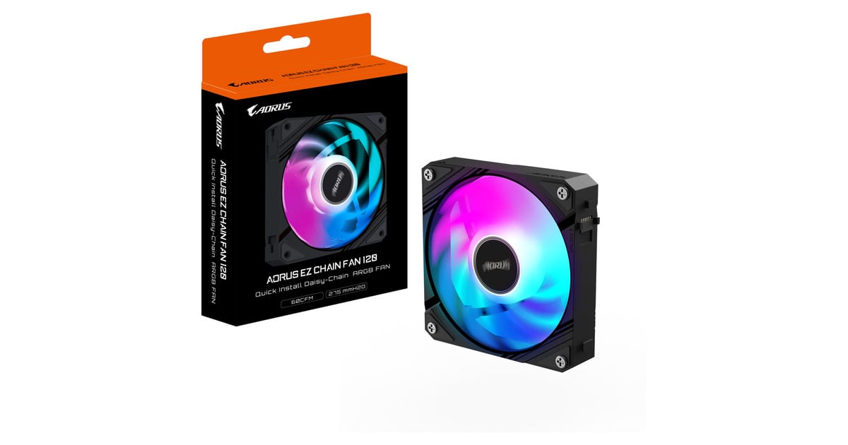 GIGABYTE AORUS EZ CHAIN FAN 120 RGB case fan Zwart, 120 x 120 x 25 mm