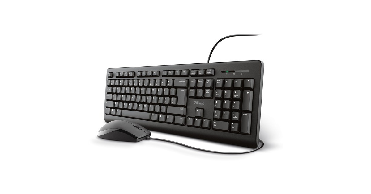 Trust Primo Keyboard & Mouse Set, desktopset Zwart, US lay-out, Membraan