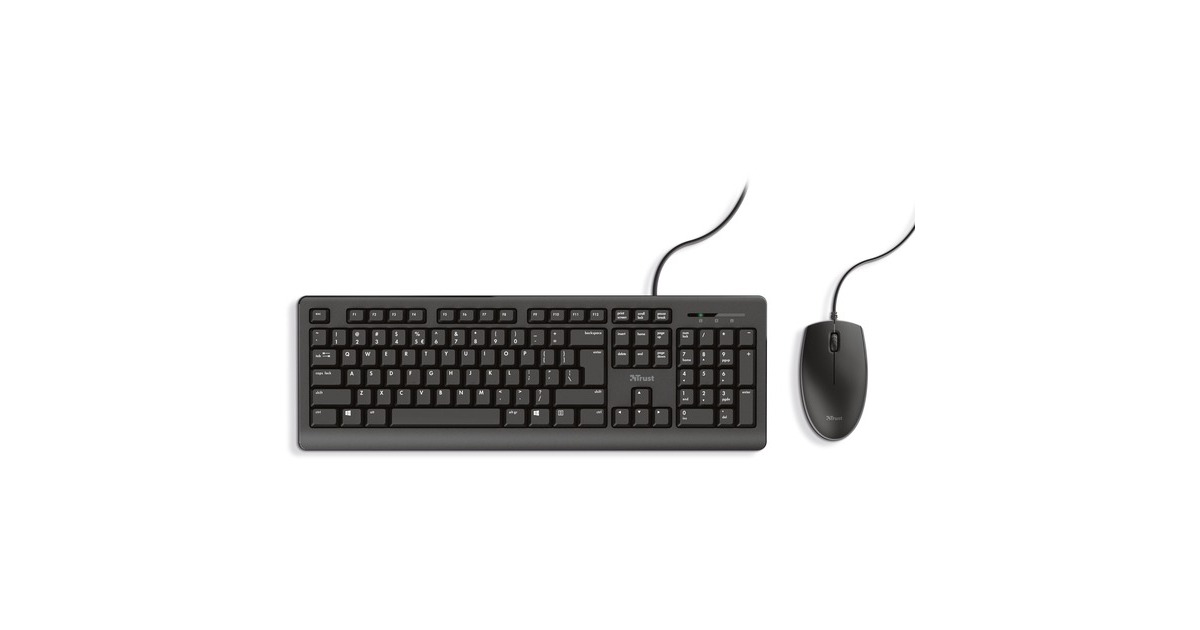 Trust Primo Keyboard & Mouse Set, desktopset Zwart, US lay-out, Membraan