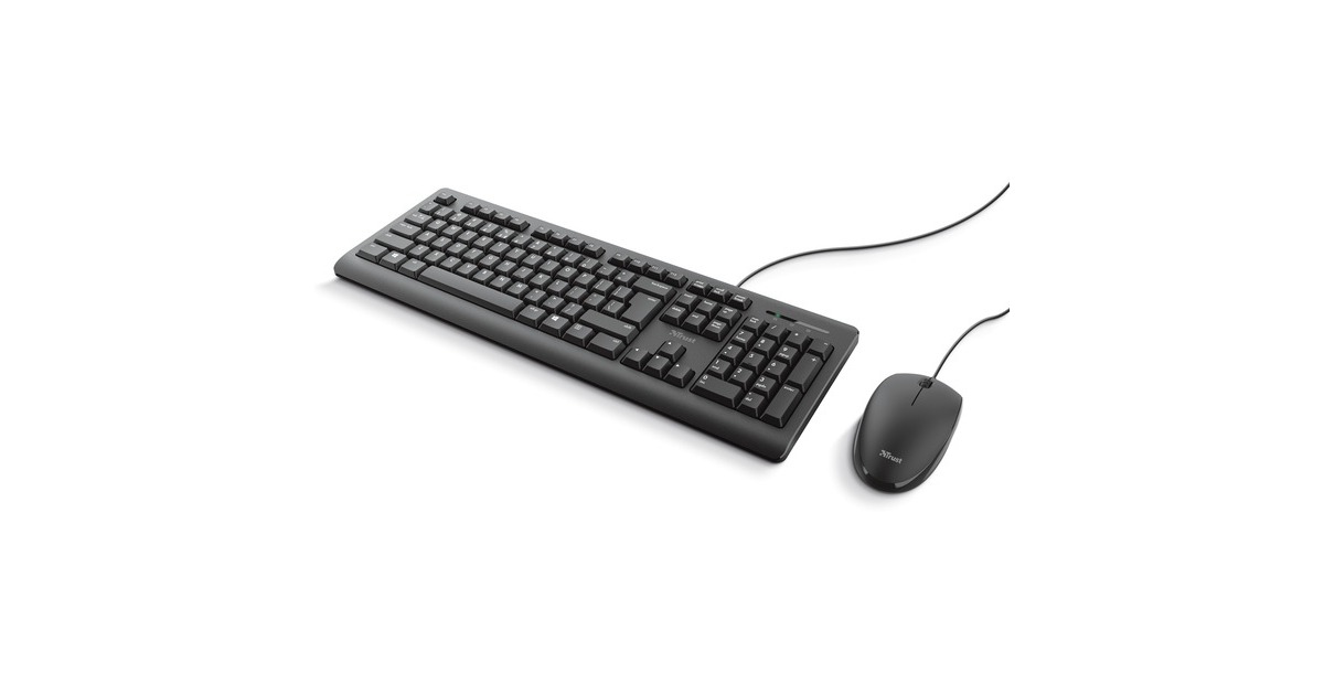Trust Primo Keyboard & Mouse Set, desktopset Zwart, US lay-out, Membraan