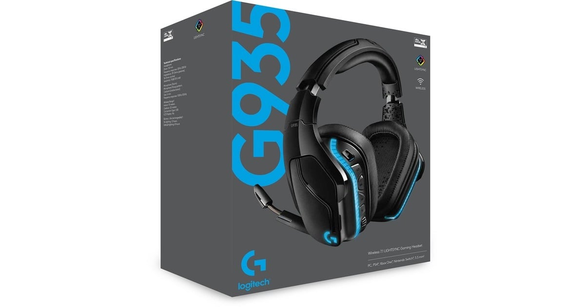 Logitech G G935 Wireless 7.1 Surround Sound LIGHTSYNC over-ear gaming ...