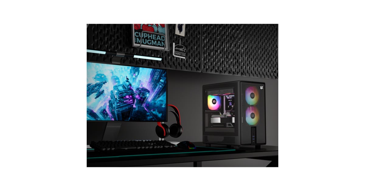 XYZ PC Gear Atom midi tower behuizing Zwart | 2x USB-A | 1x USB-C ...