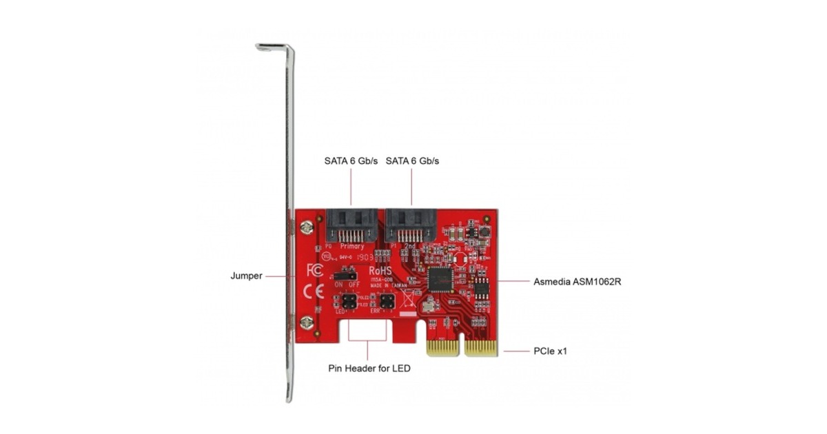 DeLOCK 2 port SATA PCI Express Card with RAID 1 raid-kaart