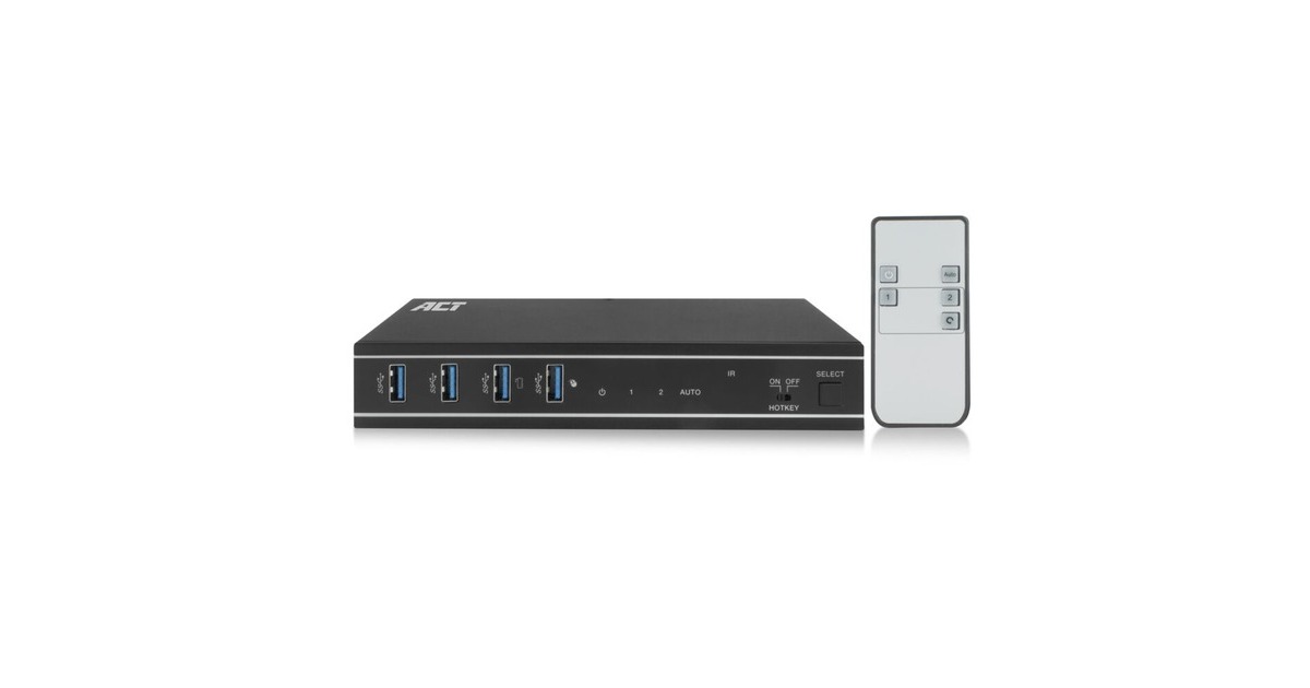 ACT Connectivity 2-Poorts HDMI 4K@60Hz KVM switch, USB 3.2 Gen1 (USB 3.0) kvm-switch Zwart