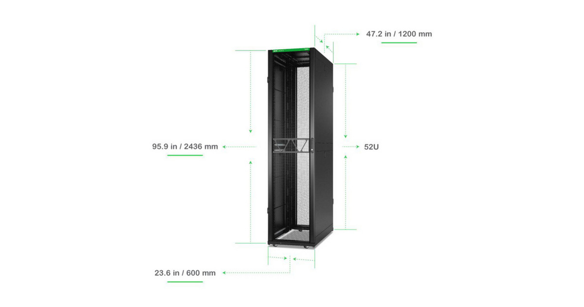 APC NetShelter SX AR3308B2, Gen 2, 52U server rack Zwart/groen, 2436H x ...