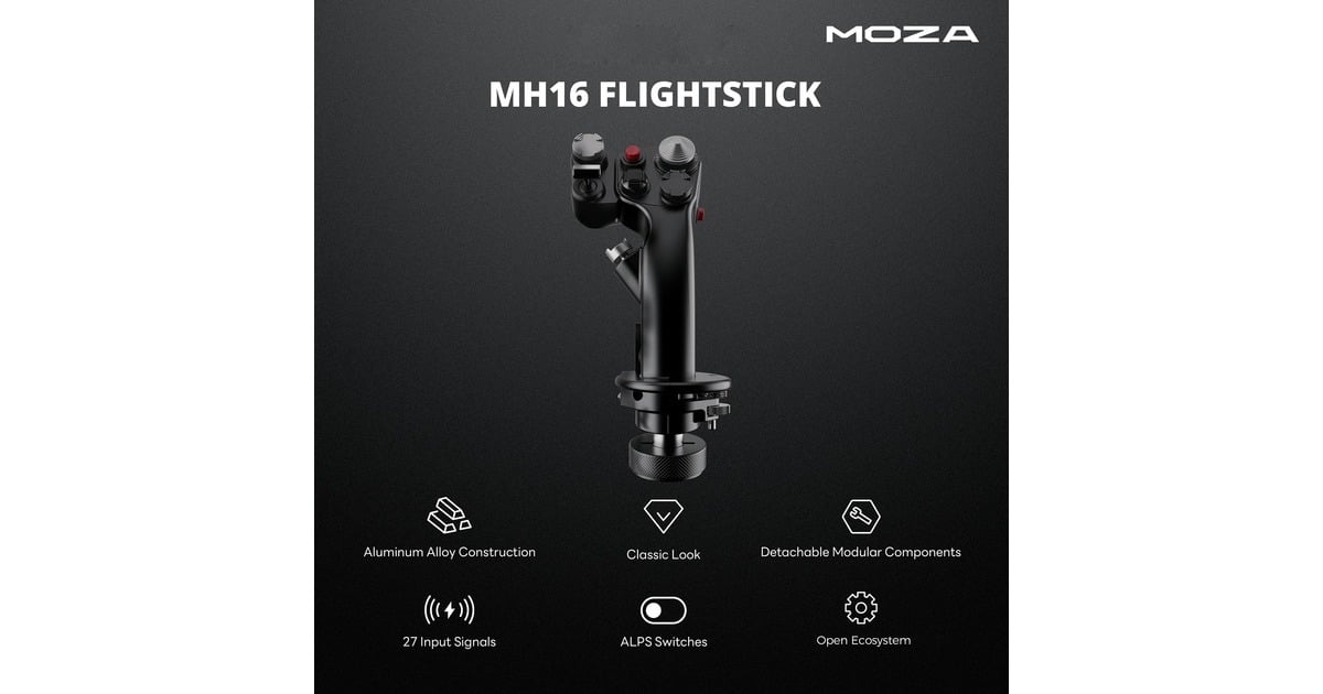 MOZA Racing MH16 Flightstick joystick Zwart