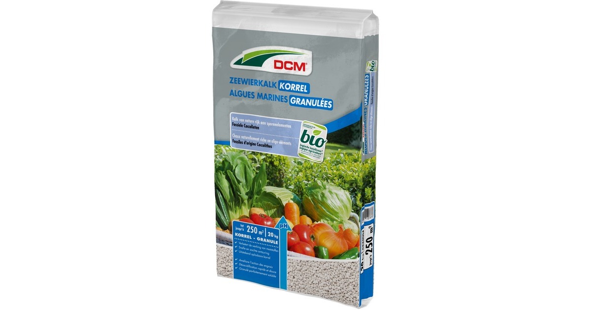 DCM Zeewierkalk Korrel 20 kg meststof Tot 250 m² DCM Zeewierkalk Korrel 20 kg meststof Tot 250 m²
