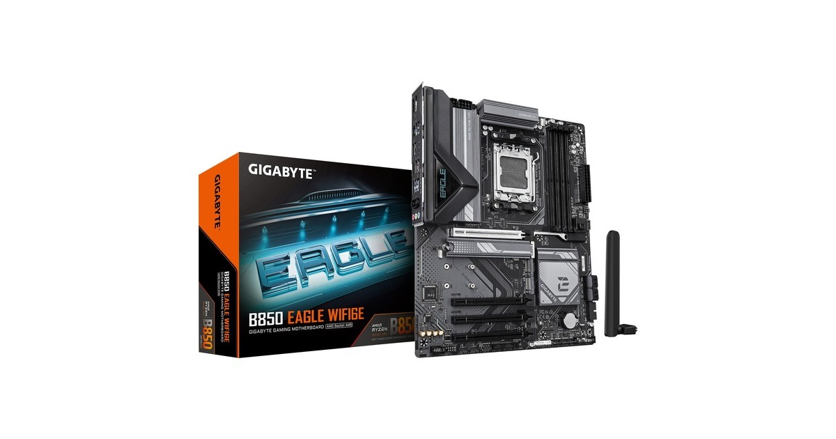 GIGABYTE B850 EAGLE WIFI6E socket AM5 moederbord Zwart/grijs, RAID, Gb ...