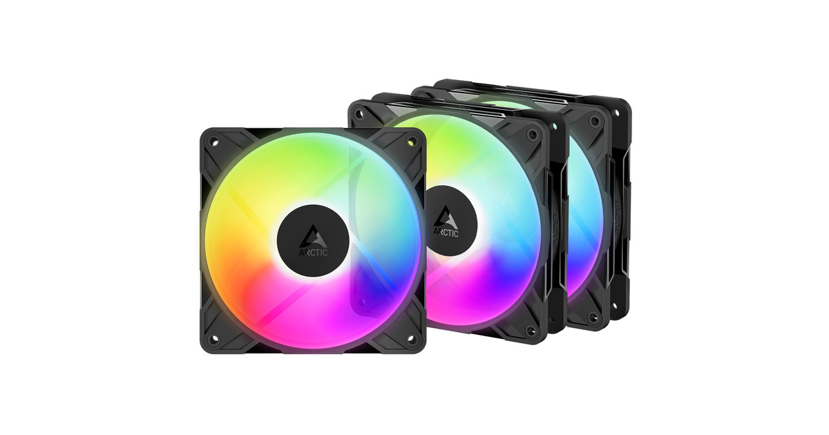 ARCTIC P12 Pro Reverse A-RGB case fans Zwart, 3 stuks, 120 x 120 x 27 ...