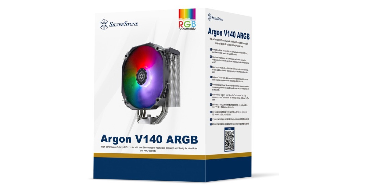 SilverStone Argon V140 ARGB cpu-koeler 4 Pin PWM & 4-1 Pin ARGB (5V LED)