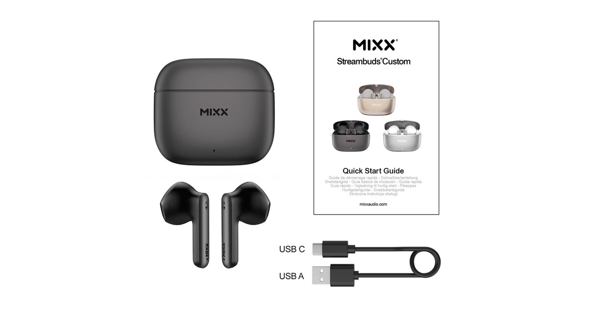 MIXX StreamBuds Custom 2 True Wireless Earbuds headset Zwart