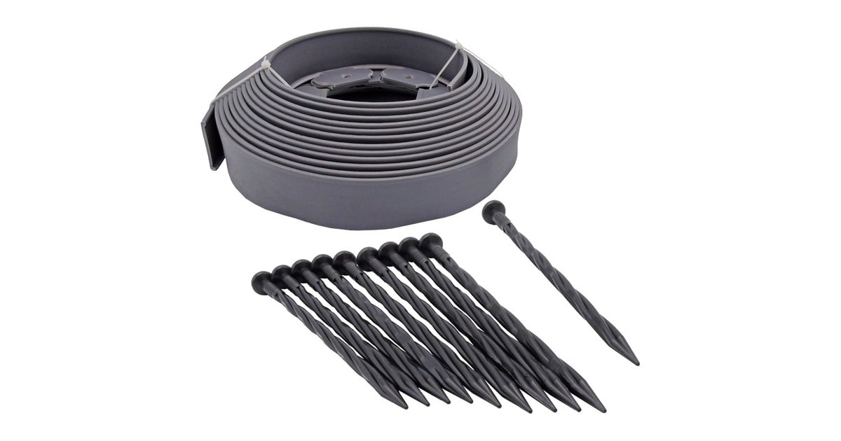 Nature Borderrandset met grondpennen begrenzing Grijs, H 5 cm x 10 m