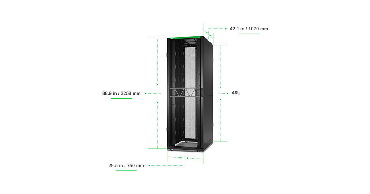 APC NetShelter SX Gen 2 AR3157B2, 48U server rack Zwart/groen, 75(b) x 225,8(h) x 107(d) cm, met ...
