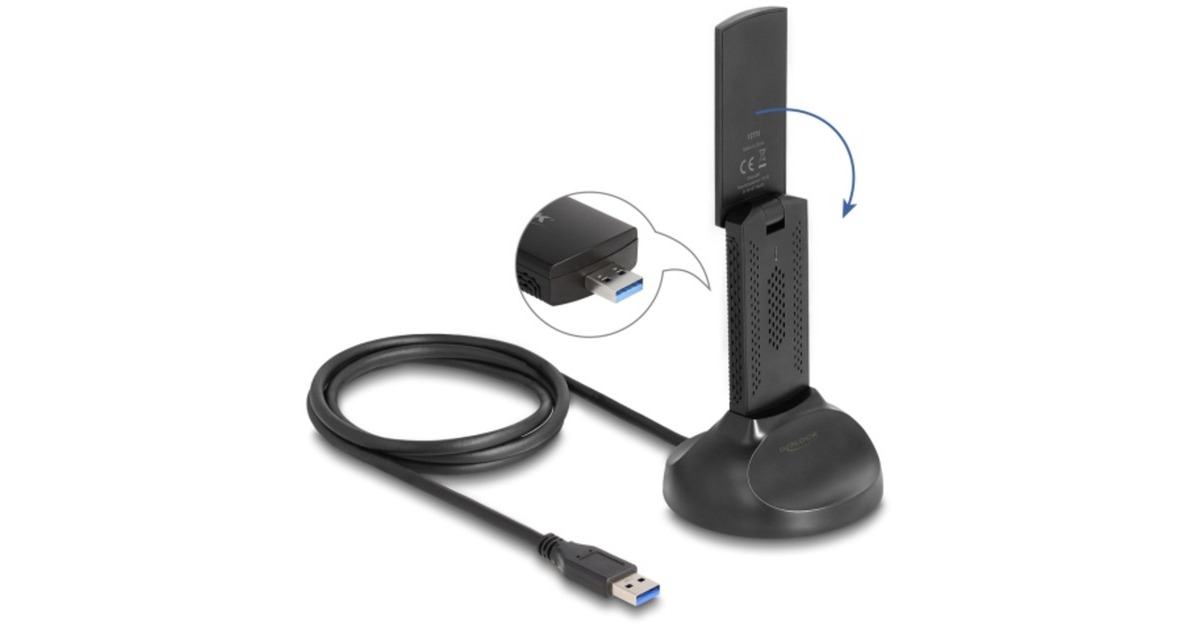 DeLOCK Wi-Fi 6E Dual Band WLAN USB Adapter AX3000 wlan adapter Zwart