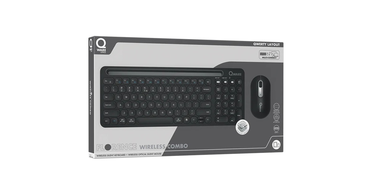 Qware Florence Draadloze Combo, desktopset Zwart, EU lay-out (QWERTY ...