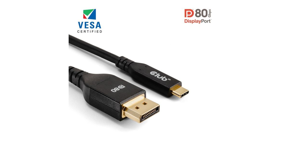 Club 3D USB-C naar DisplayPort DP80 bidirectioneel adapter Zwart, 1 ...