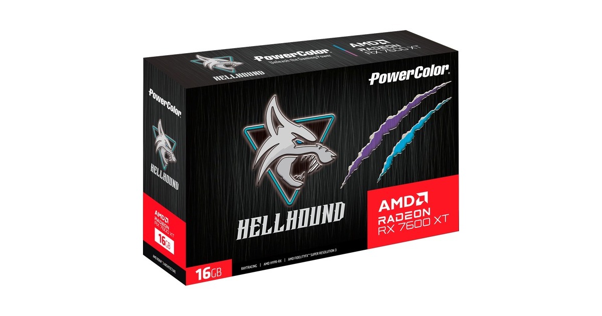 PowerColor Radeon RX 7600 XT Hellhound 16GB OC grafische kaart RDNA 3 ...
