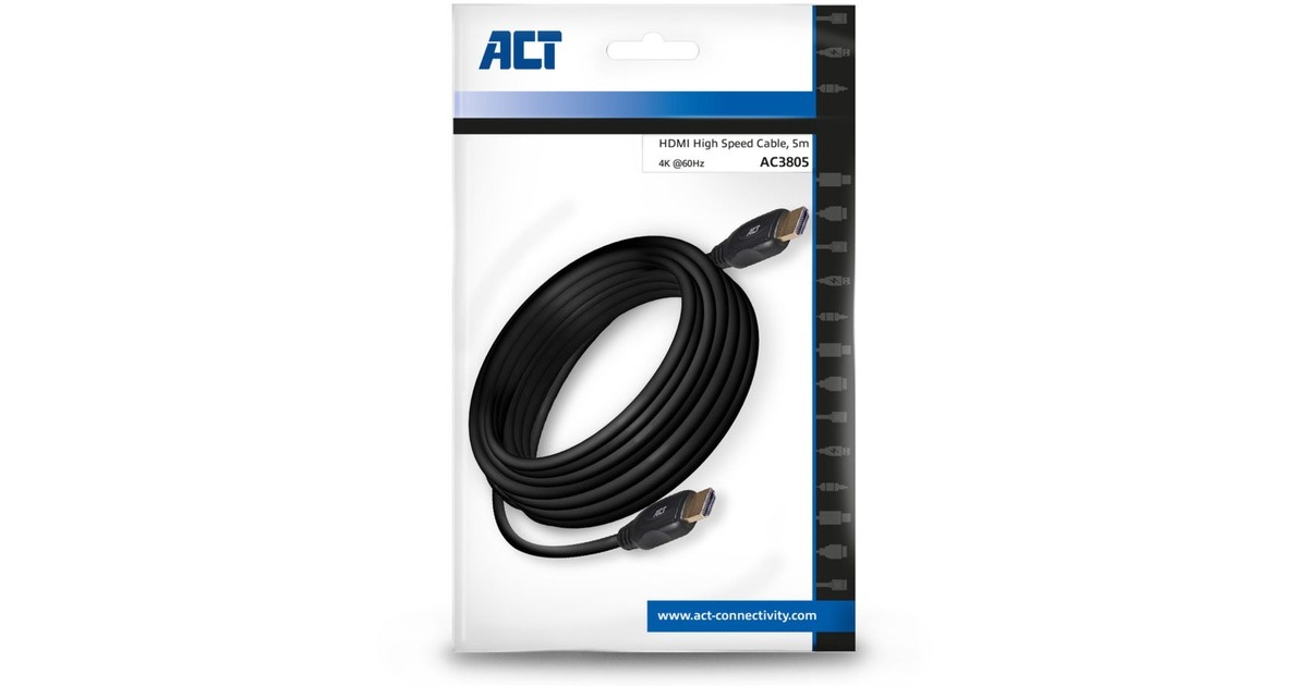ACT Connectivity HDMI High Speed video kabel v2.0 HDMI-A male - HDMI-A male Zwart, 5 meter