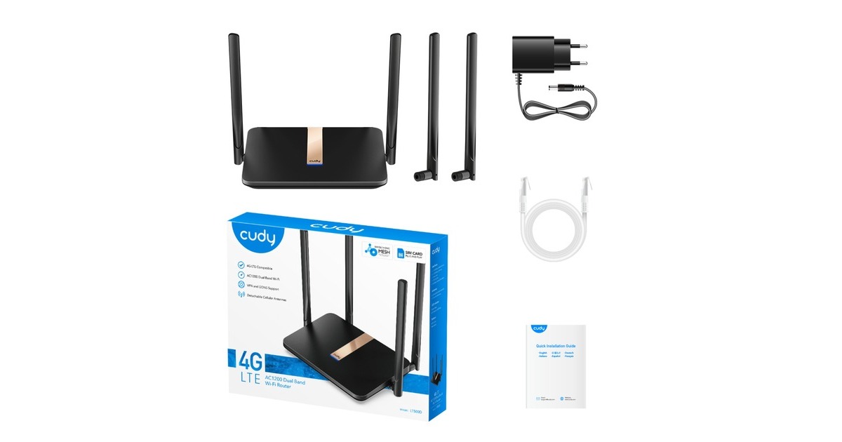 Cudy AC1200 Wi-Fi Mesh 4G LTE Cat4 mesh router Zwart, Cudy Mesh, Cudy ...