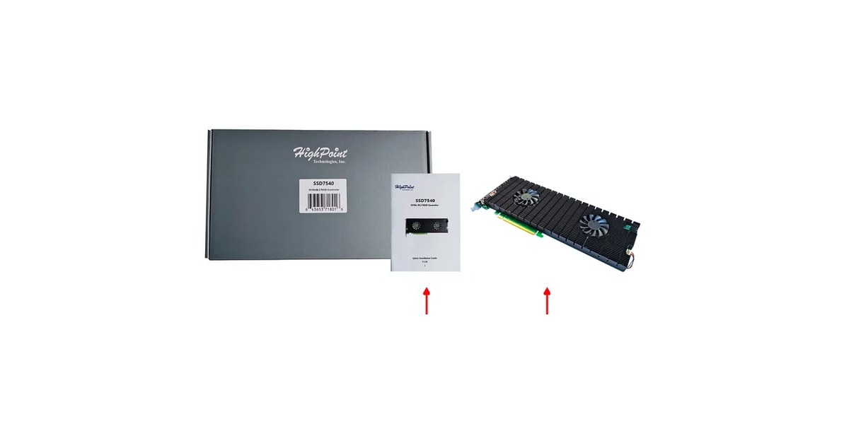 HighPoint SSD7540 PCIe Gen4 8x M.2 NVMe controller