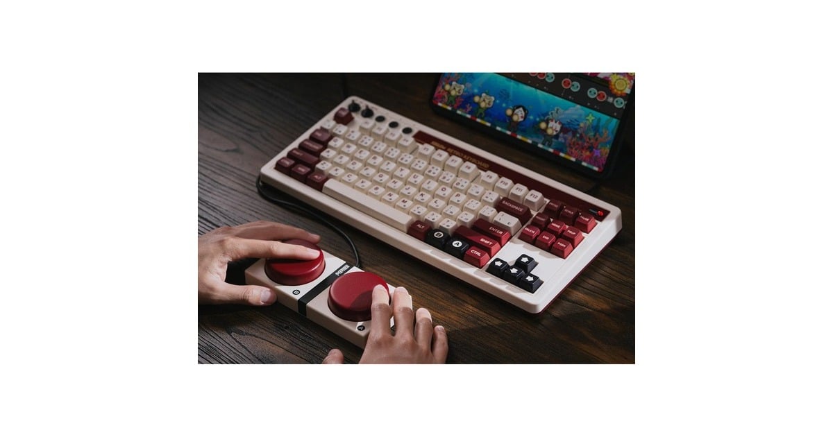 8BitDo Famicom Bundel, gaming toetsenbord Beige/rood, US lay-out, Kailh ...