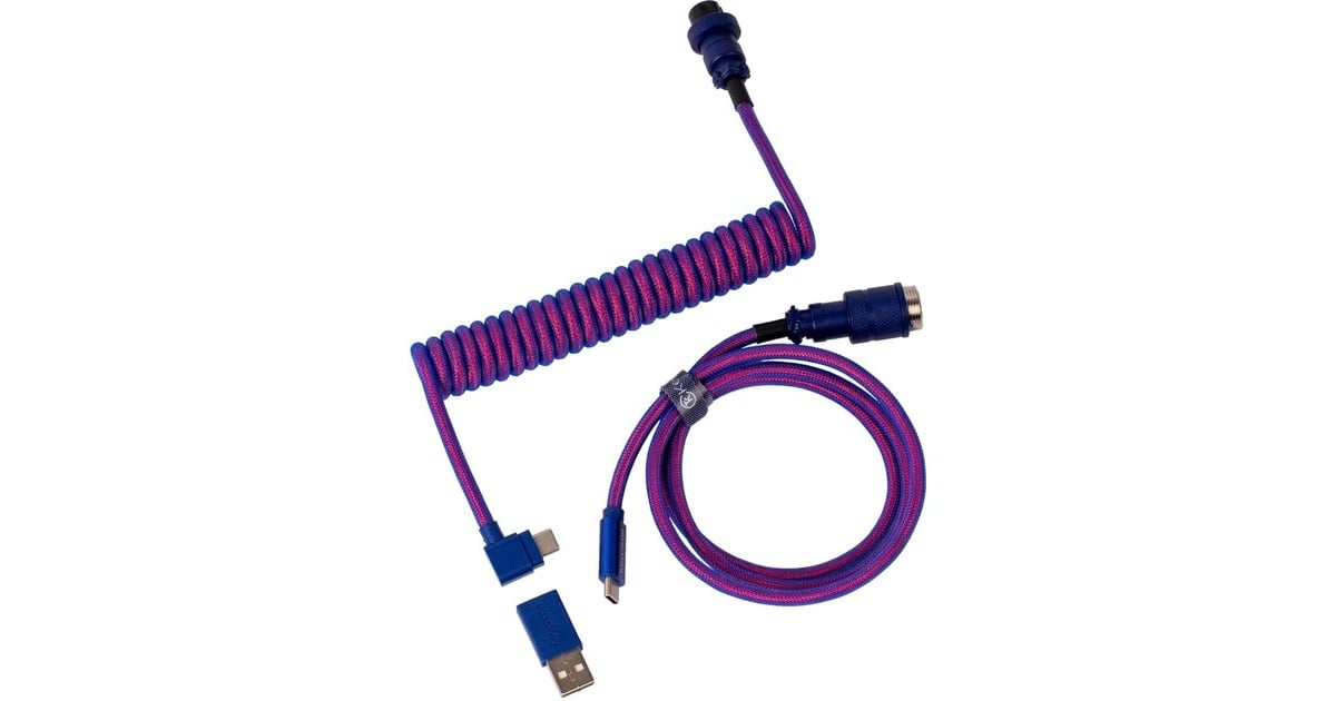 Keychron Premium Coiled Aviator Cable, Angled kabel Lila, 1,08 meter