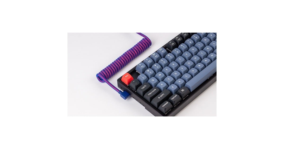 Keychron Premium Coiled Aviator Cable, Angled kabel Lila, 1,08 meter