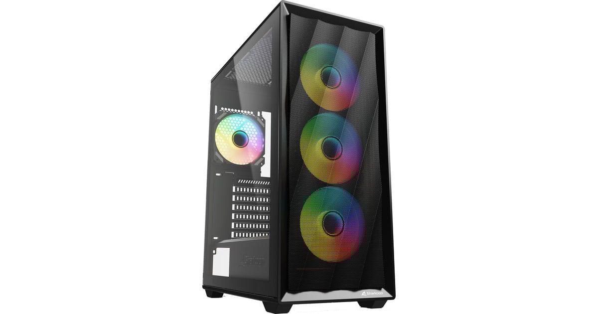 Sharkoon VK4 ARGB midi tower behuizing Zwart | 2x USB-A | RGB ...