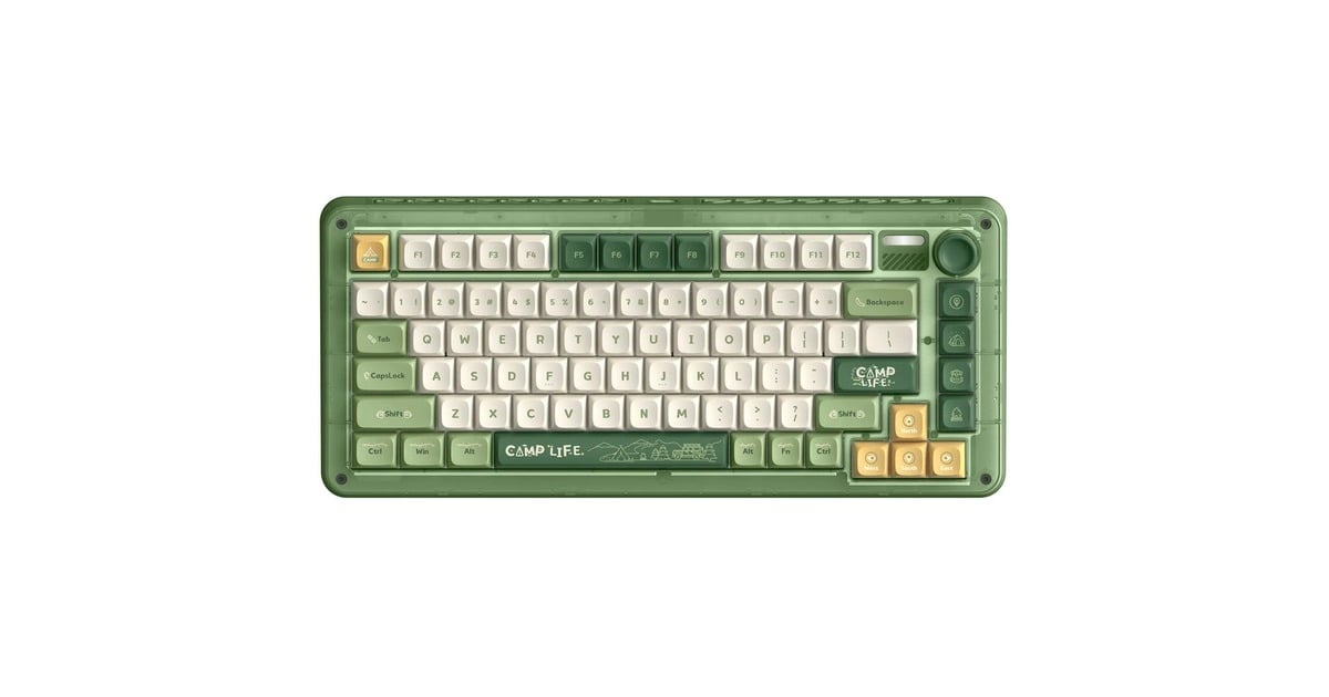 IQUNIX ZX75 Camping Wireless Mechanical Keyboard, gaming toetsenbord Groen/oranje, US lay-out ...
