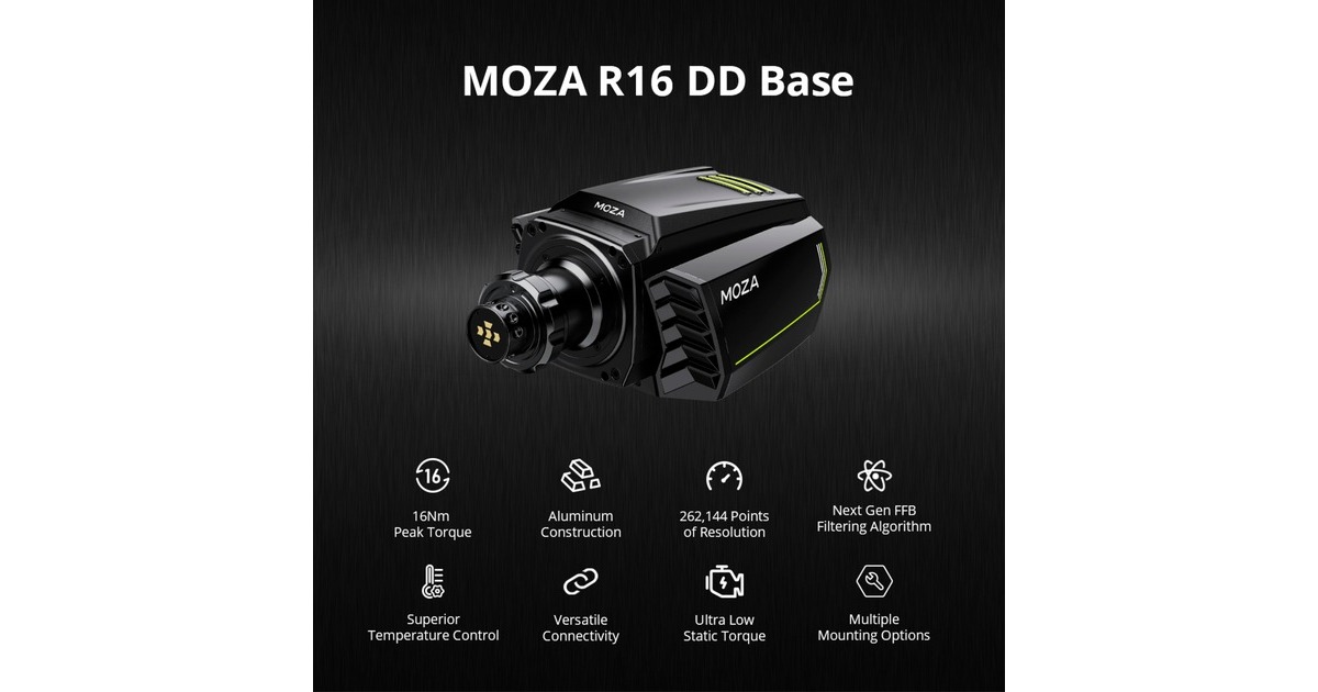 MOZA Racing R16 stuurbasis Zwart